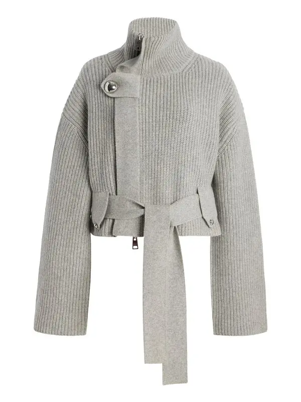 Brandon Maxwell The Neal Belted Cashmere Sweater - Grey