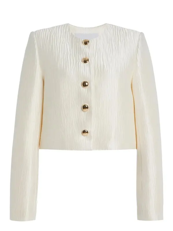 Brandon Maxwell The Ryder Pleated Sponge Silk Jacket - Off-white