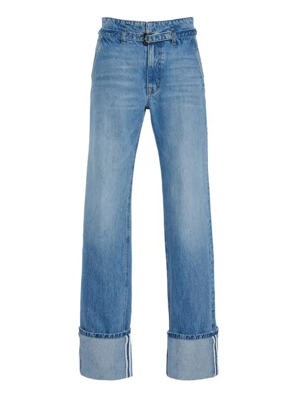 Brandon Maxwell The Alexa Cuffed Straight-leg Jeans - Medium Wash