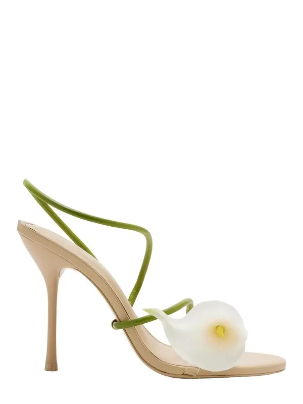 Cult Gaia Cassidy Floral Leather Sandals - Ivory