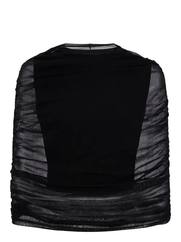 Brandon Maxwell Lyra Shirred Knit Top - Black
