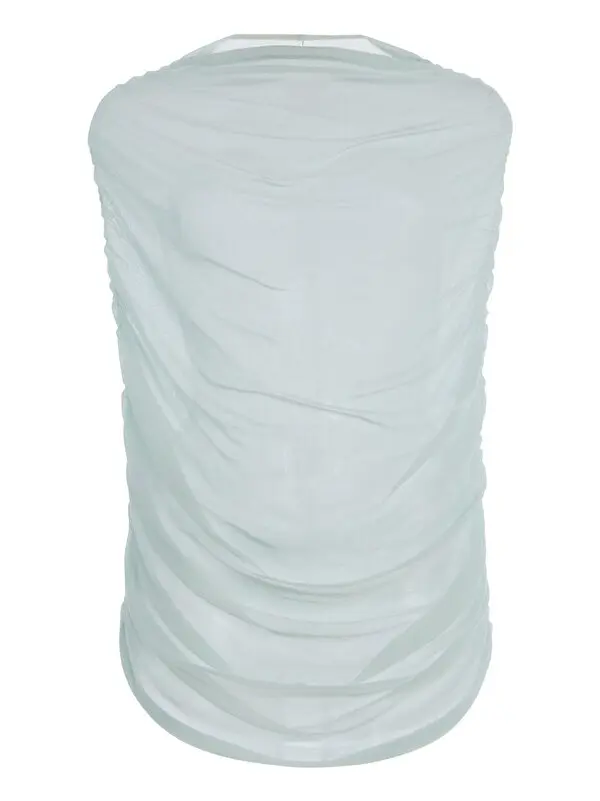 Brandon Maxwell Lyra Shirred Knit Top - Blue