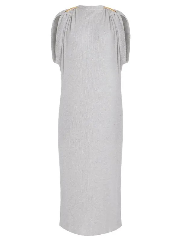 Brandon Maxwell Lucy Draped Ribbed Jersey Midi Dress - Grey