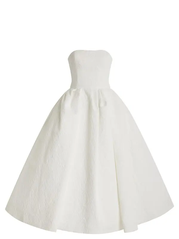 Carolina Herrera Strapless Midi Dress - White
