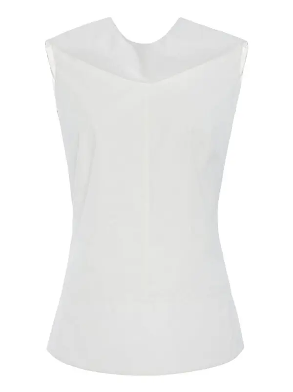 Brandon Maxwell The Bowie Draped Cotton Poplin Top - White