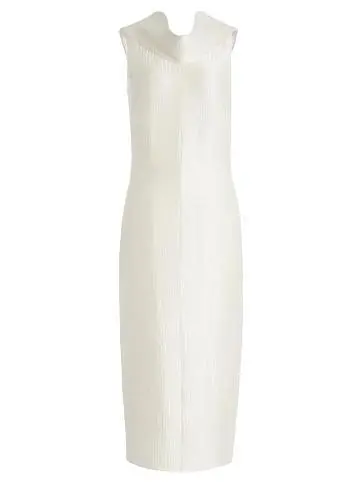 Brandon Maxwell The Blair Pleated Sponge Silk Midi Dress - Off-white