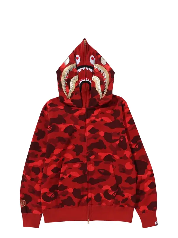 BAPE Color Camo Double Shark Full Zip Hoodie - Red