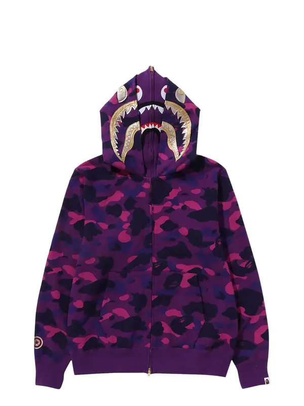 BAPE Color Camo Double Shark Full Zip Hoodie - Purple