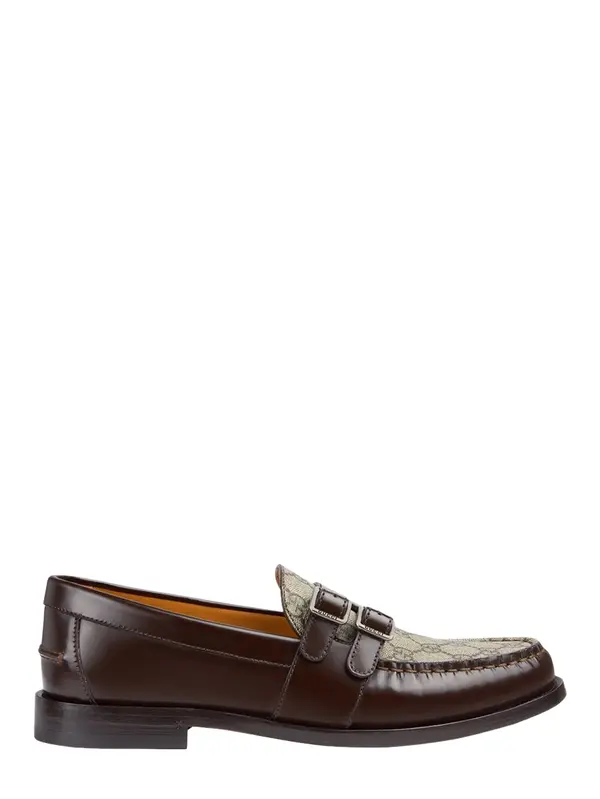 Gucci Gg Monogram Buckle Loafer - Brown