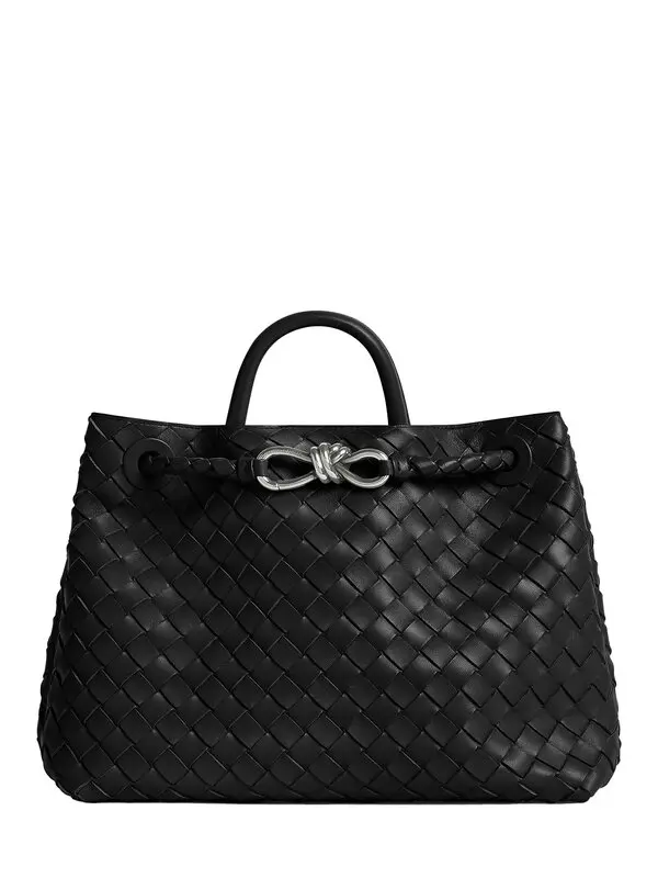 Bottega Veneta Intrecciato Leather Top Handle Bag - Black
