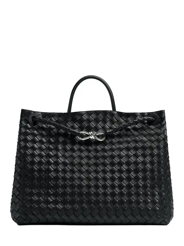 BOTTEGA  VENETA Large Intrecciato Leather Andiamo Bag - Black