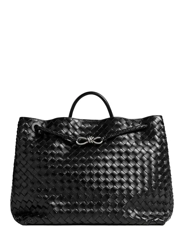 BOTTEGA  VENETA Large Intrecciato Andiamo Top Handle Bag - Black