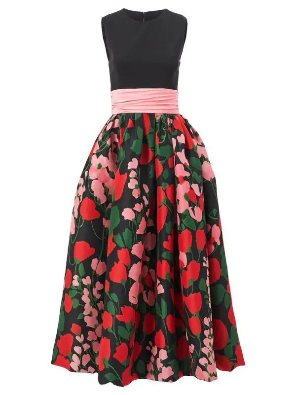 Carolina Herrera Floral-print Midi Dress - Black