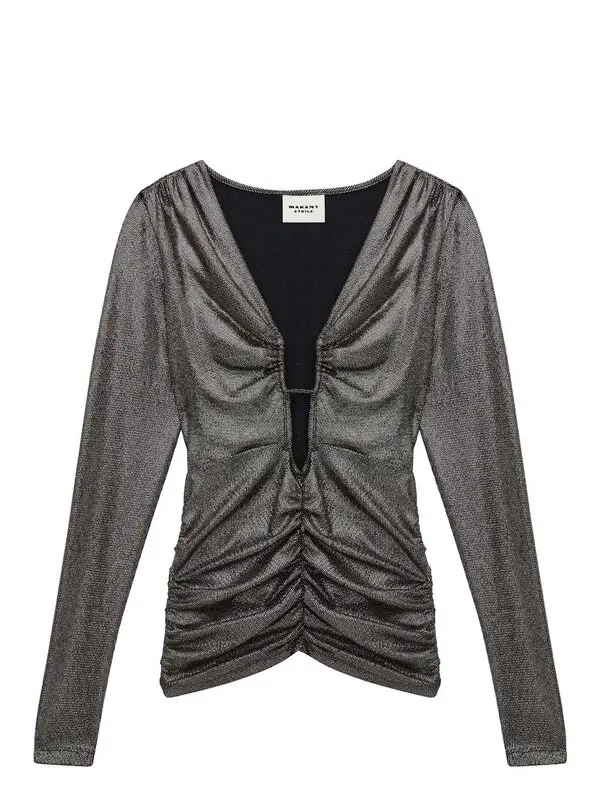 MARANT ETOILE Buffy Top - Metallic Black