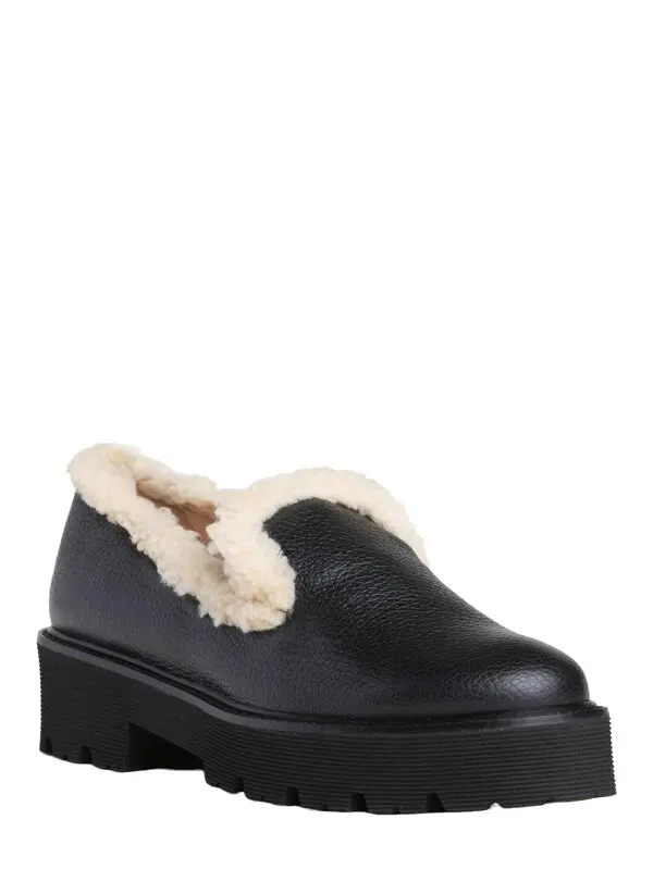BEAUTIISOLES Rio Faux Shearling Trim Loafer - Black