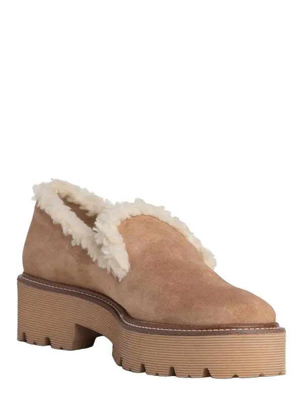 BEAUTIISOLES Rio Faux Shearling Trim Loafer - Camel