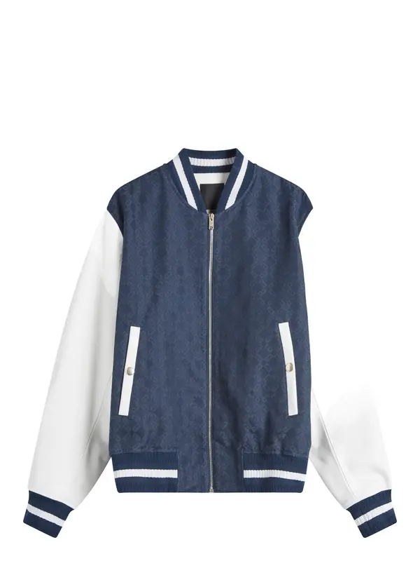 Givenchy Mixed Material Varsity Jacket - Navy/white