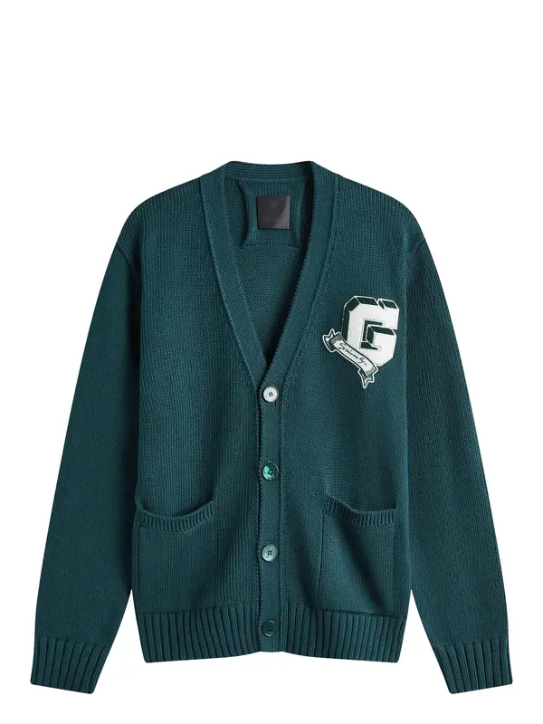 Givenchy V-neck Varsity Cardigan - Fir Green
