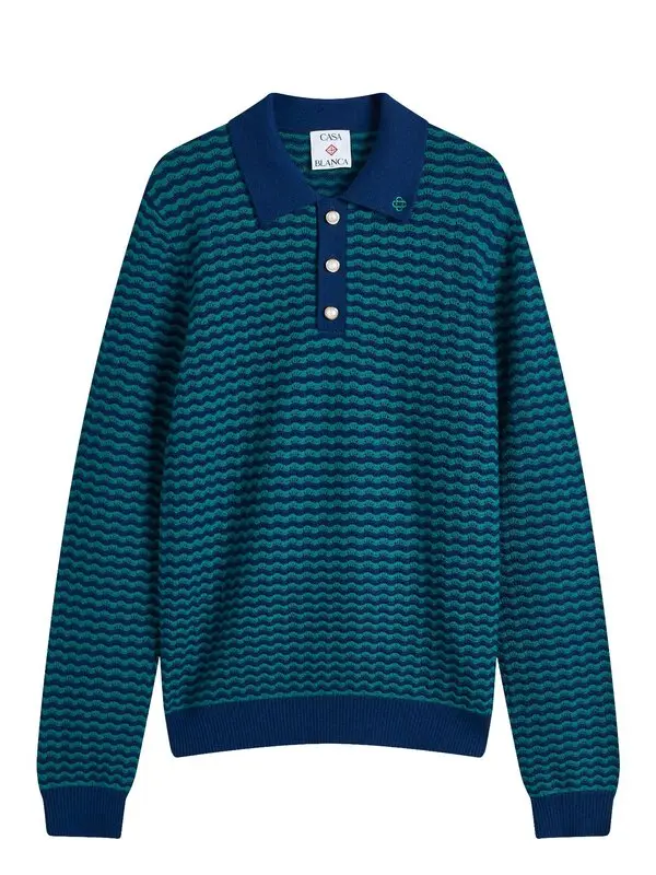 Casablanca Mini Wave Polo Shirt - Navy/green