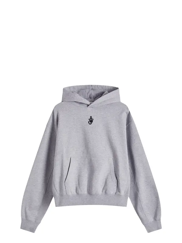 JW Anderson Anchor Embroidery Cropped Hoodie - Grey Melange