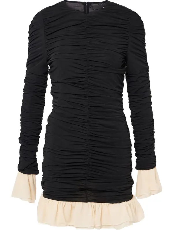 Remain Birger Christensen Ruffled Ruched Minidress - Black