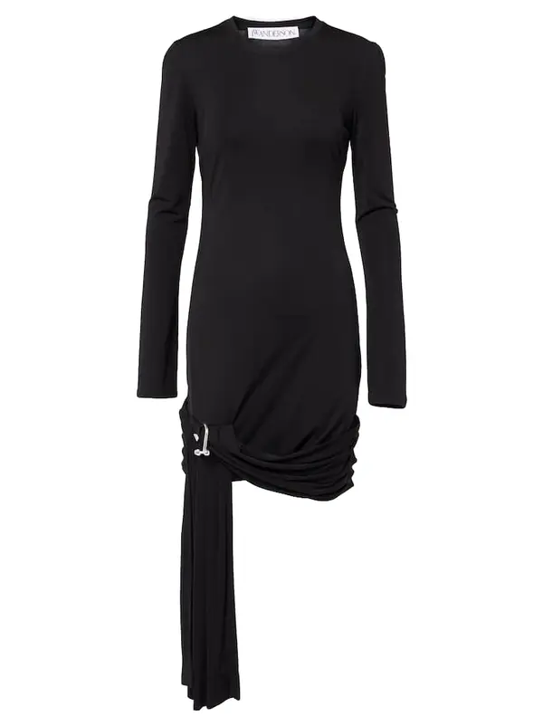 JW Anderson Draped Jersey Midi Dress - Black