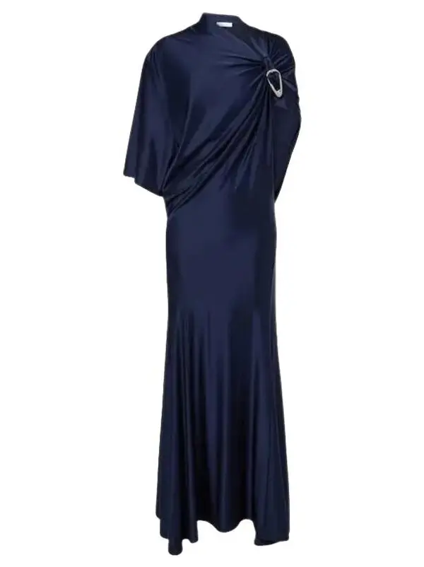 Rabanne Draped Asymmetric Jersey Maxi Dress - Blue