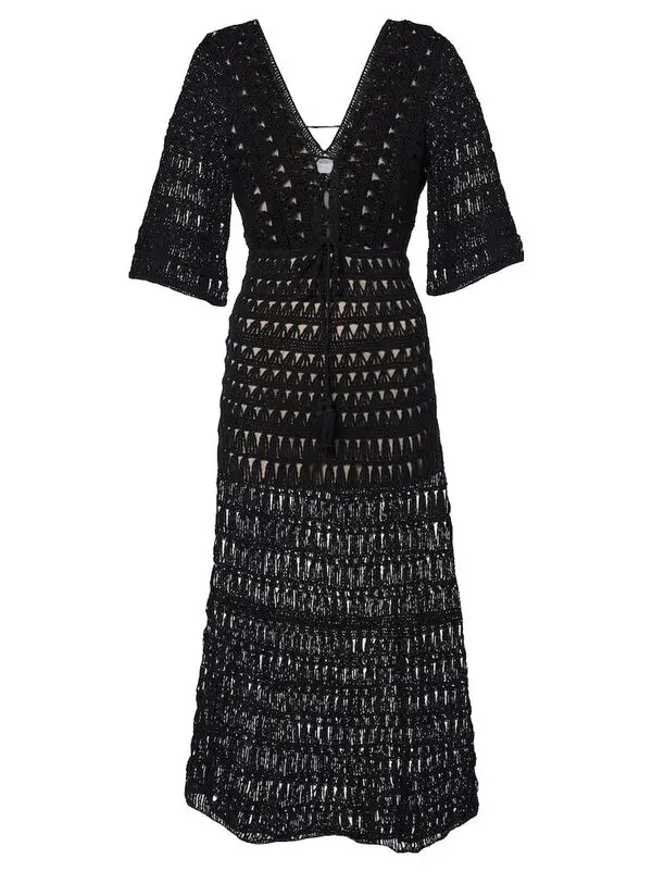 Anna Kosturova Marissa Cotton Crochet Maxi Dress - Black