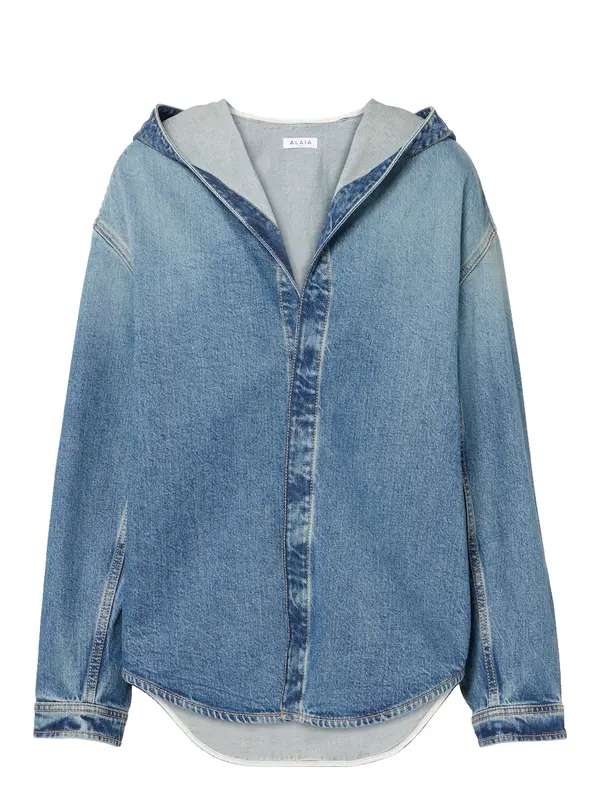 Alaïa Hooded Denim Shirt - Blue