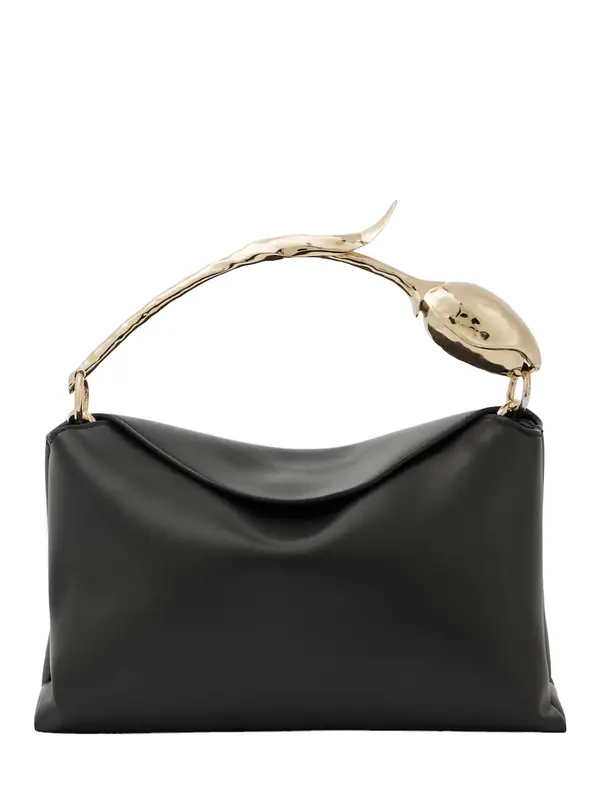 Erdem Bloom Medium Leather Tote Bag - Black