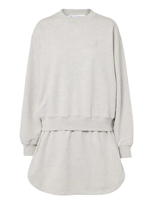 JW Anderson Layered Cotton Jersey Sweatshirt Dress - Grey
