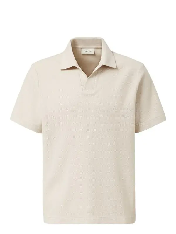 FRAME Cotton Pique Polo Shirt - Beige