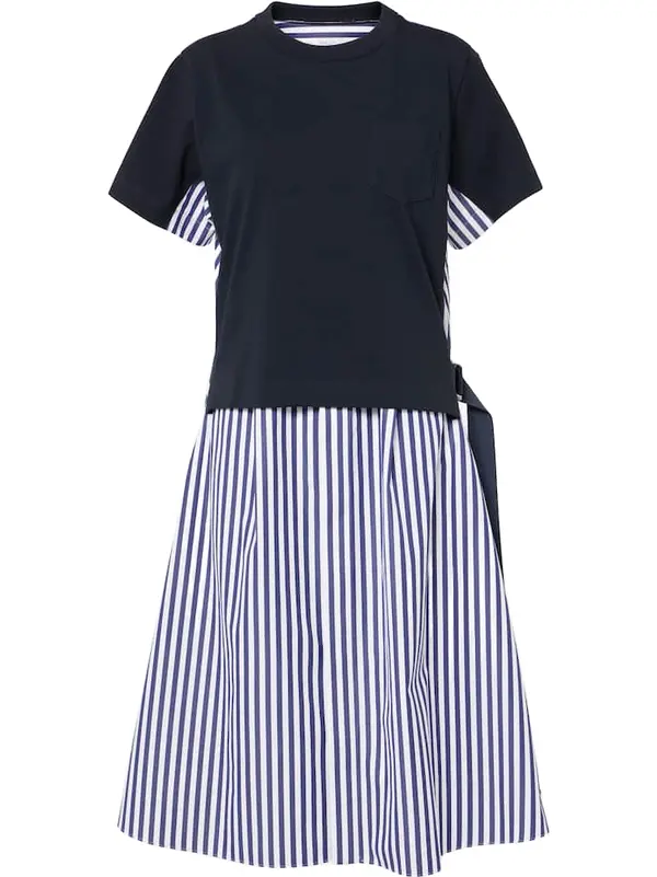 Sacai Striped Cotton Shirt Dress - Multicoloured
