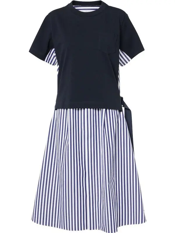 Sacai Striped Cotton Shirt Dress - Multicoloured