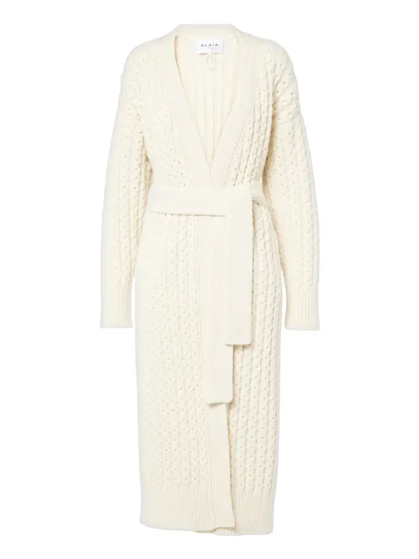 Alaïa Wool Wrap Cardigan - White