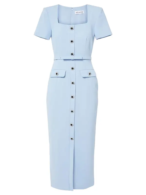 SELF-PORTRAIT Crêpe Midi Dress - Blue