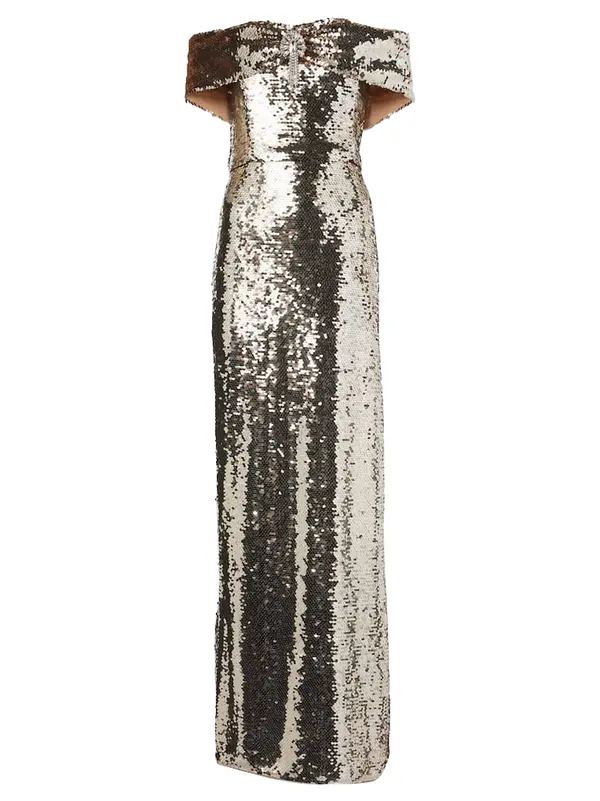 SELF-PORTRAIT Sequined Maxi Dress - Gold
