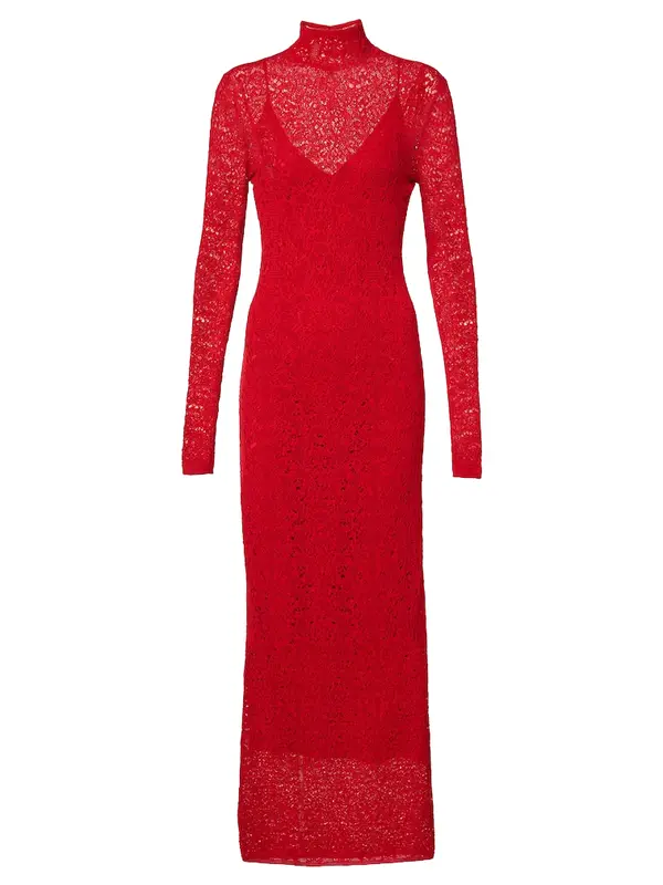 Gabriela Hearst Lethe Pointelle Maxi Dress - Red