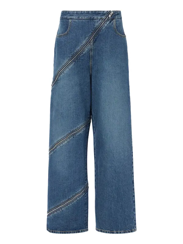 Alaïa Zip-up Wide-leg Jeans - Blue