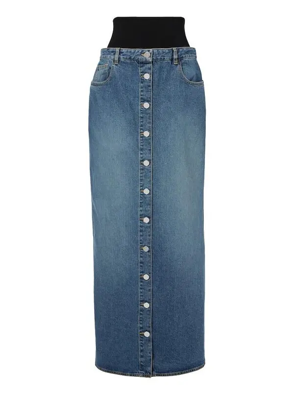 Alaïa Denim Maxi Skirt - Blue