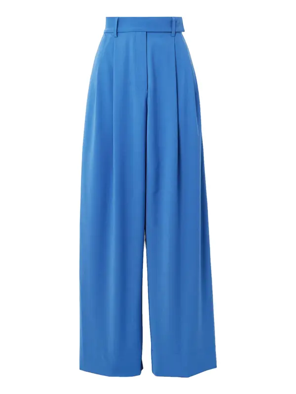 ESSE STUDIOS Pleated Woven Wide Leg Trousers - Blue