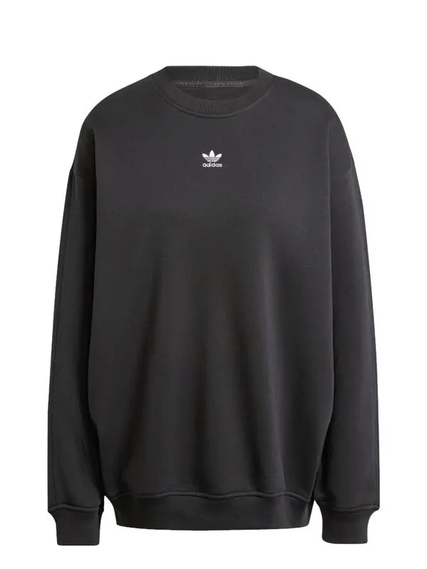 Adidas Essentials Fleece Long Oversized Crew Sweatshirt - Black