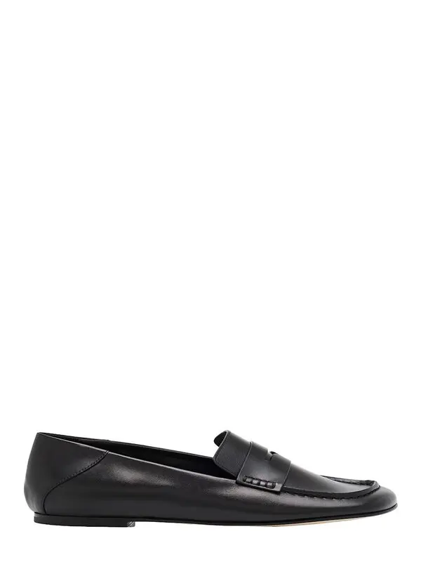 Dear Frances Leather Penny Loafers - Black Leather