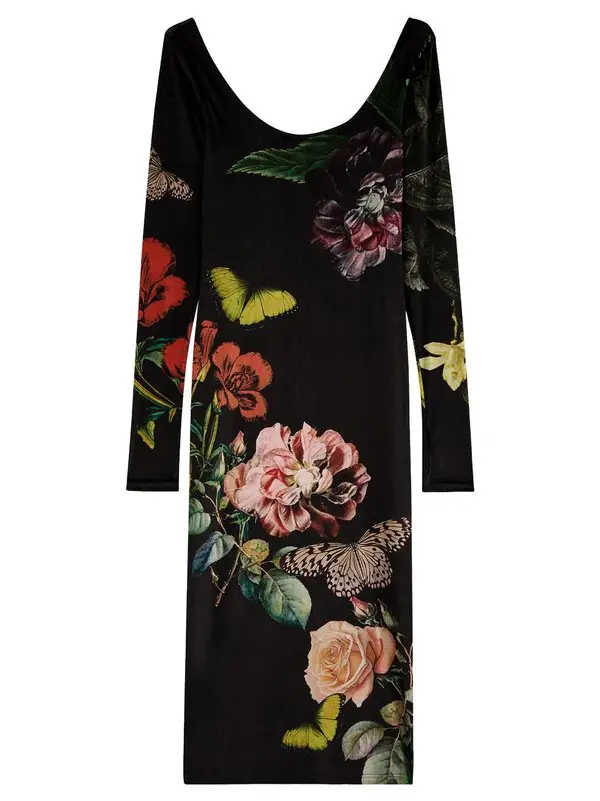 Alice + Olivia Delora Floral-print Velvet Midi Dress - Multicoloured 1