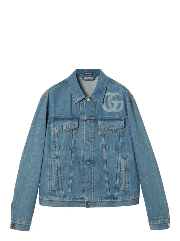 Gucci Lasered Double G Denim Jacket - Blue