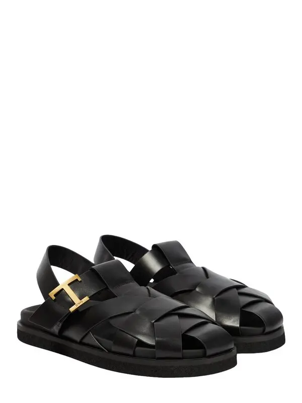 TOD'S Leather Sandals With Buckle Fastening - Black