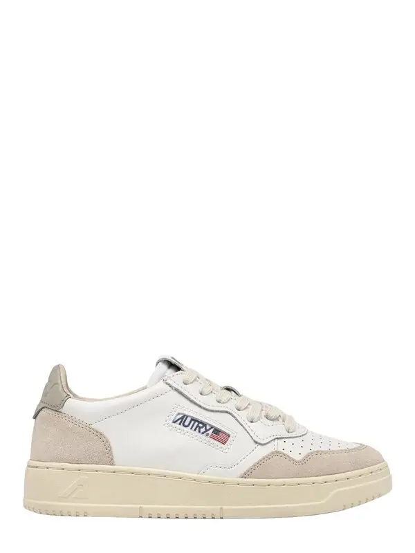AUTRY Medalist Low Leather And Suede Sneakers - Wht/pelic