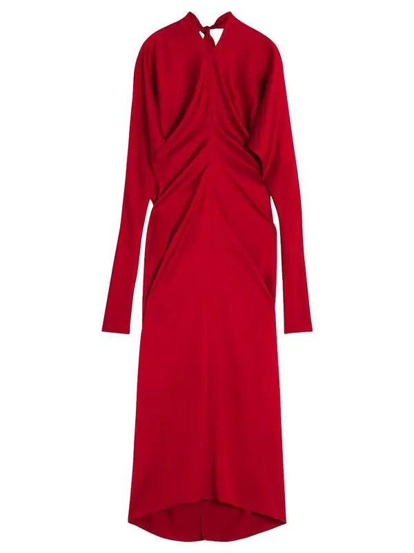 LANVIN Draped Fitted Dress - 361 Carmine Red