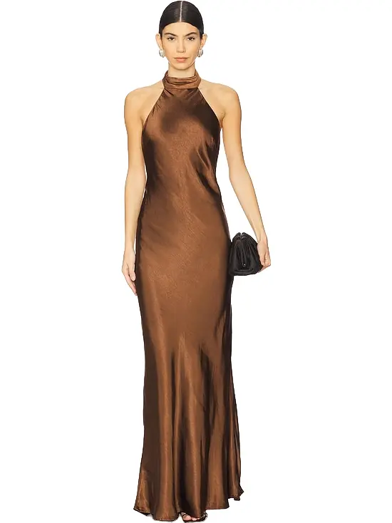 RUNAWAY THE LABEL Brigitte Maxi Dress - Espresso