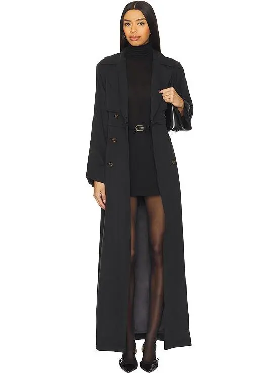 SNDYS Victoria Detachable Floor Length Trench - Black